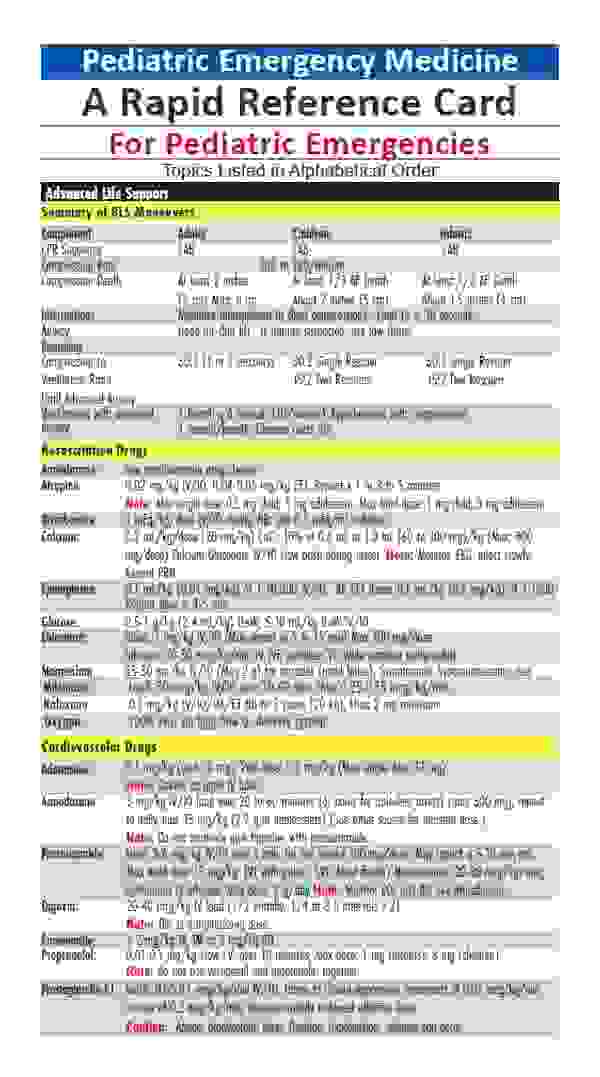 Pediatric and Adult Emergency Medicine Rapid References